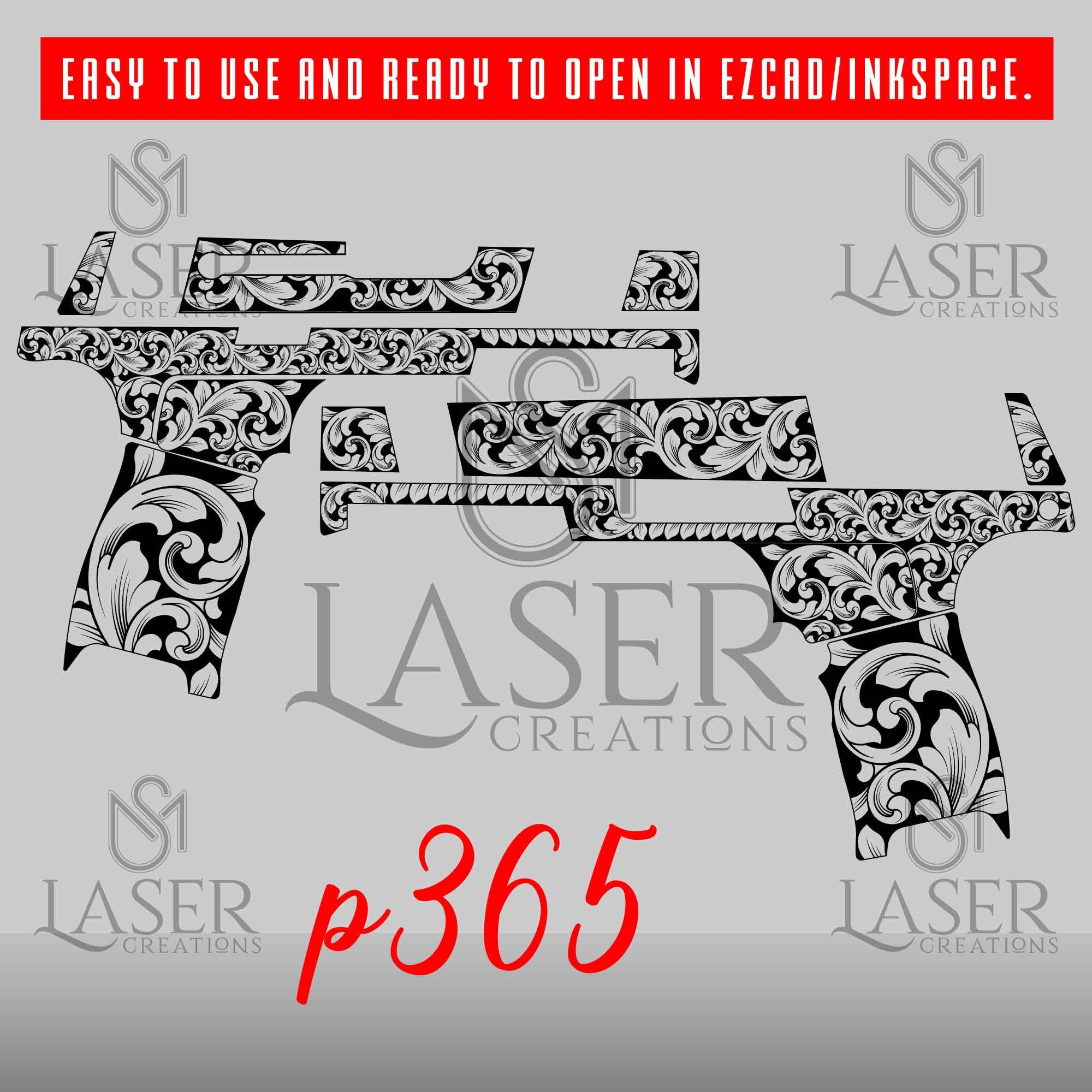 SIG Sauer P365 Scroll Design Gun Engraving Files,pistol Engrave,vector ...