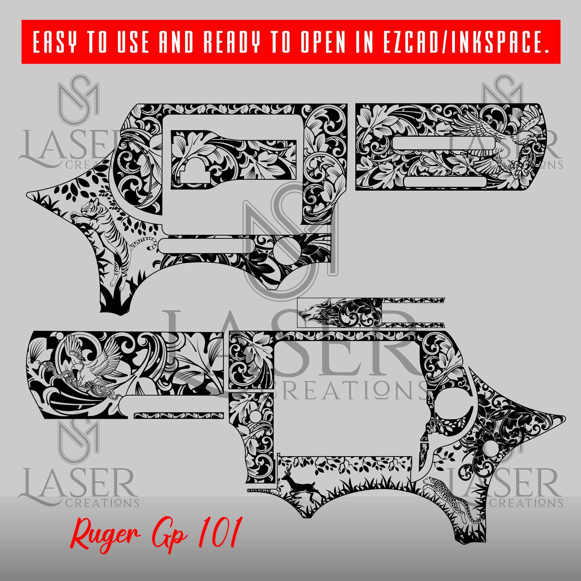 Ruger Gp 101 Revolver Engraving Files,pistol Engrave,vector Scroll ...