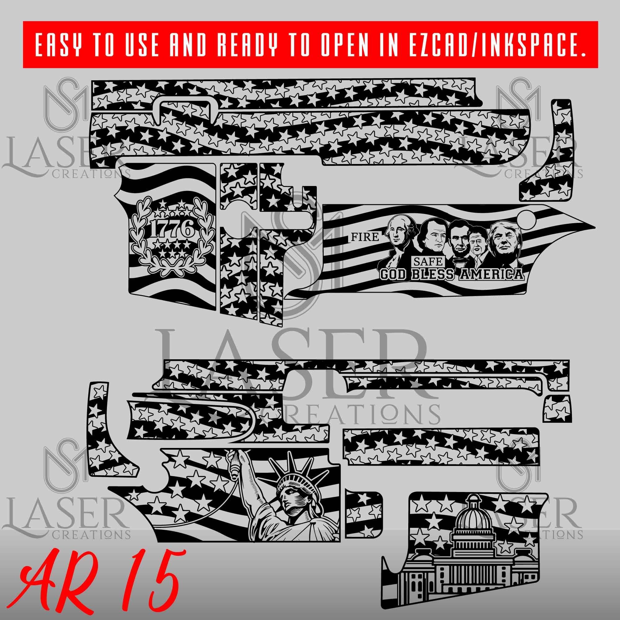 Ar-15-american-theme Design Gun Engraving Files,pistol Engrave,vector ...