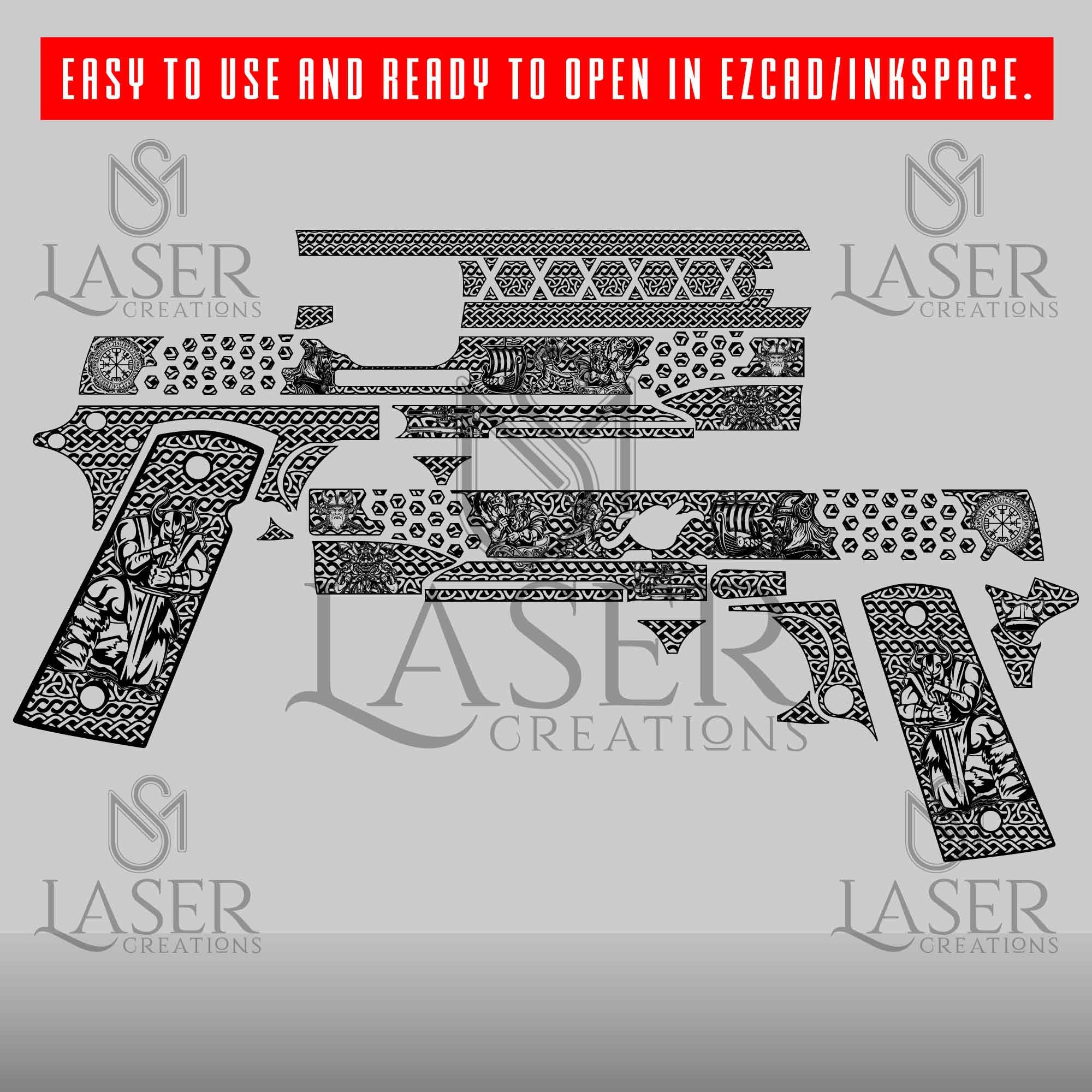 Kimber-1911-fullsize-45-acp-vking Design Gun Engraving Files,pistol ...