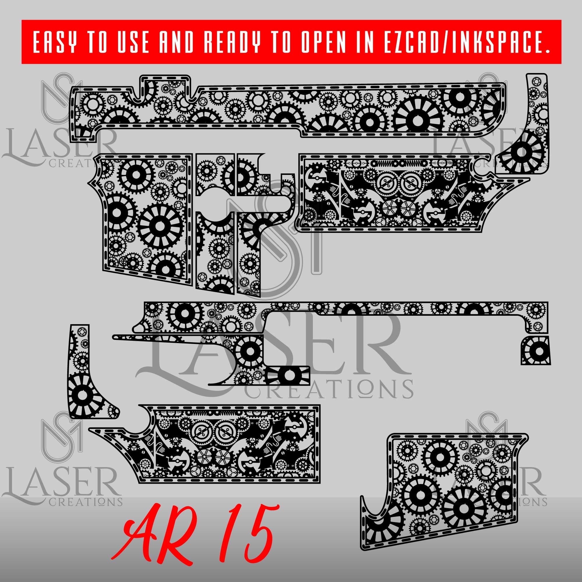 Ar15 Steampunk Design Gun Engraving Files,pistol Engrave,vector Scroll ...