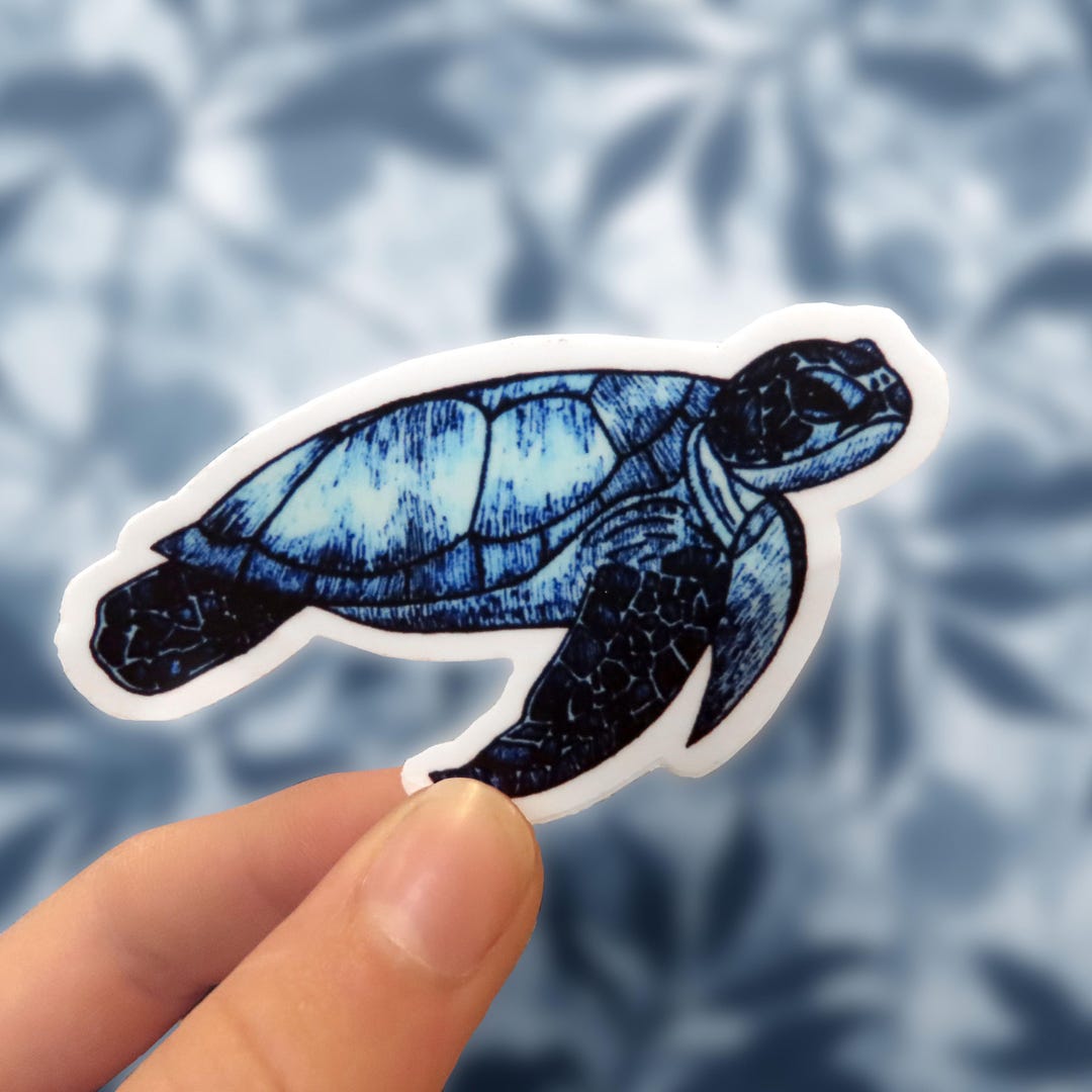 Sea Turtle Sticker, Blue, Ocean, Marine Creatures, Aquatic, Cute ...