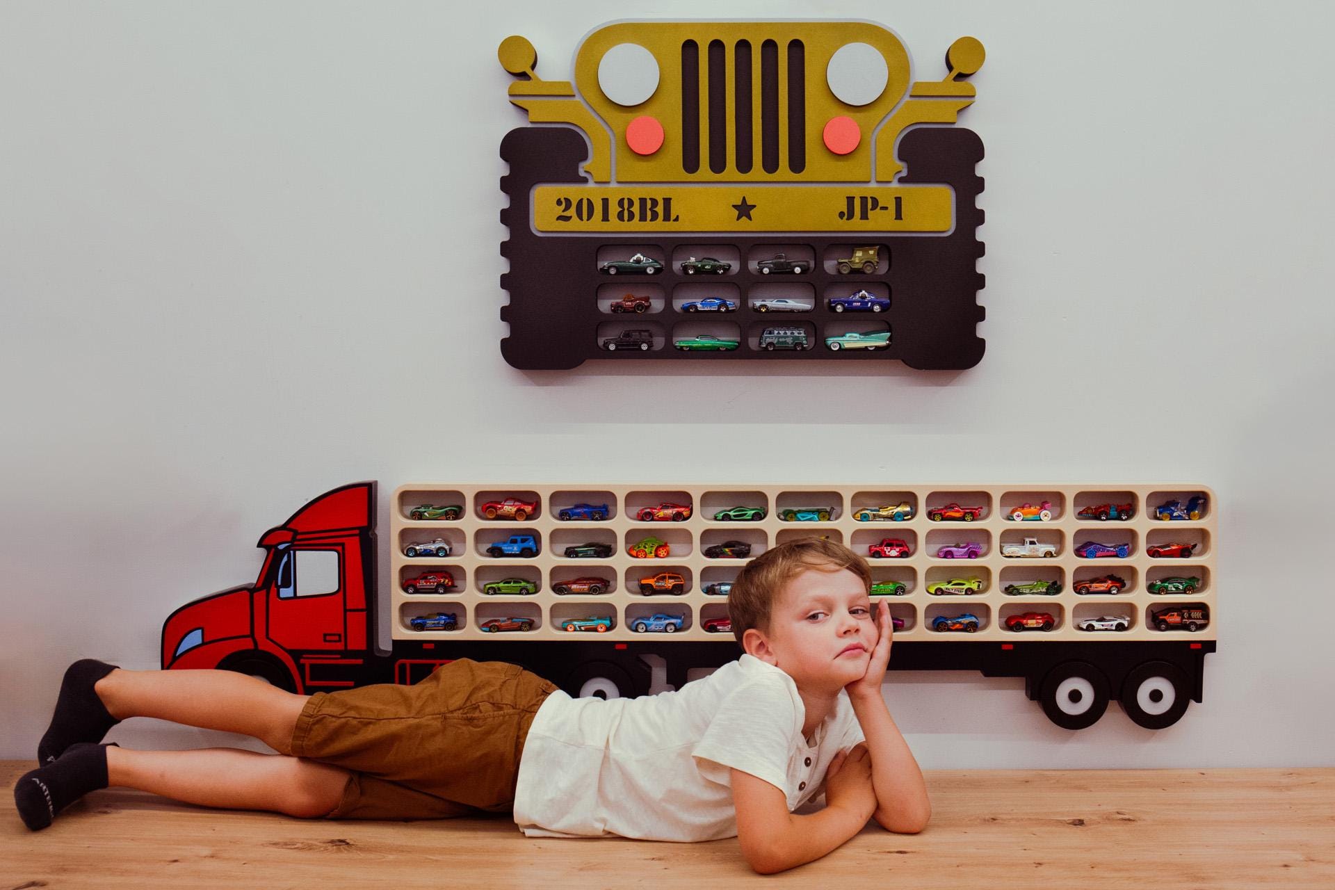 Cars Shelf Organizer Plywood Garage Shelf for Cars Hot Wheels 44 ...