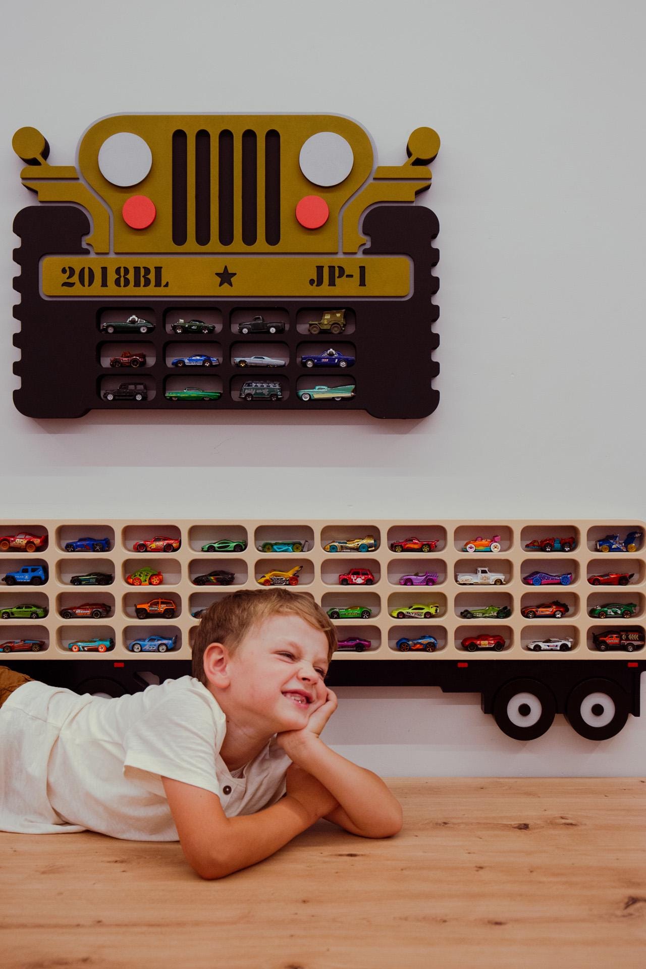 Cars Shelf Organizer Plywood Garage Shelf for Cars Hot Wheels 44 ...