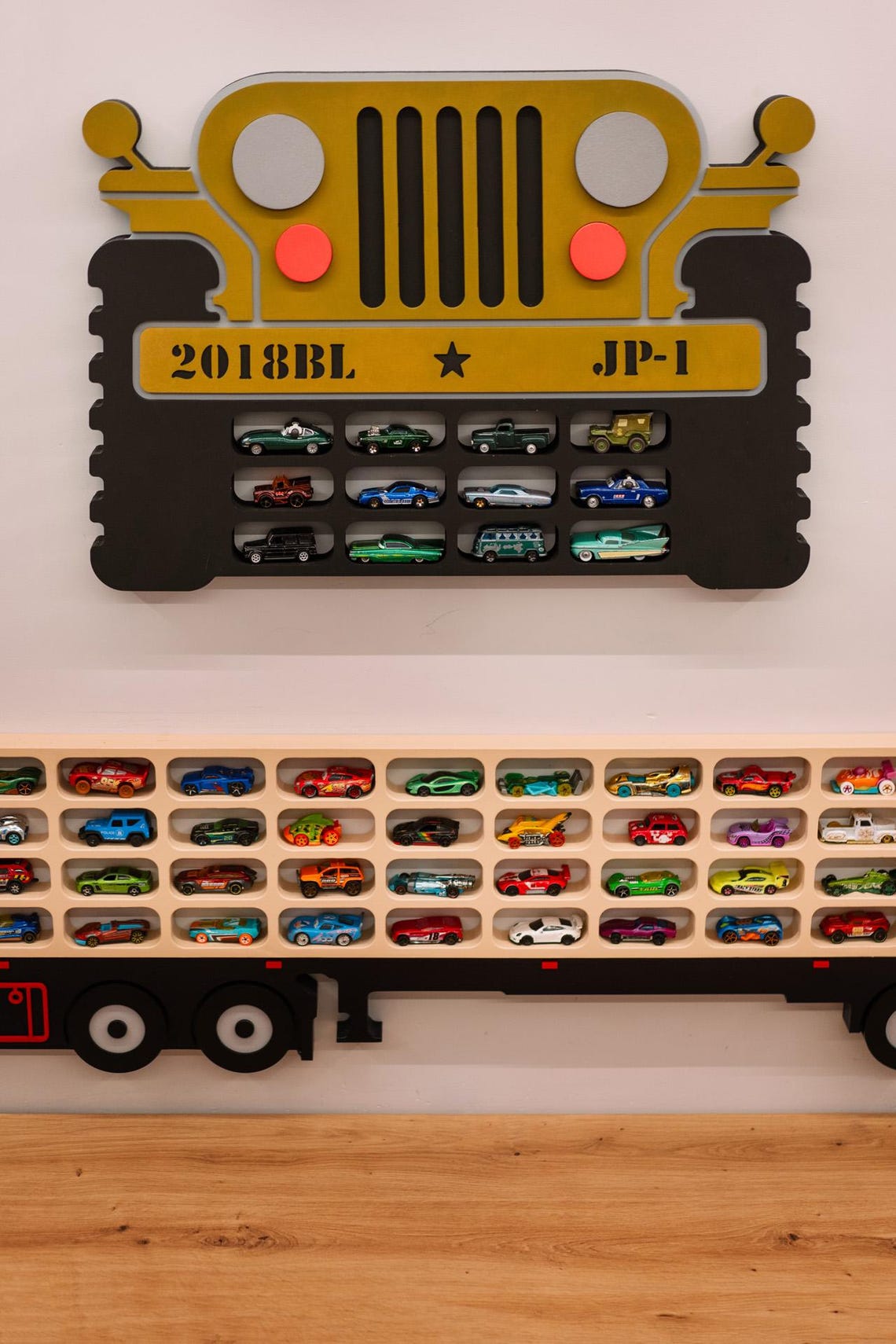 Cars Shelf Organizer Plywood Garage Shelf for Cars Hot Wheels 44 ...