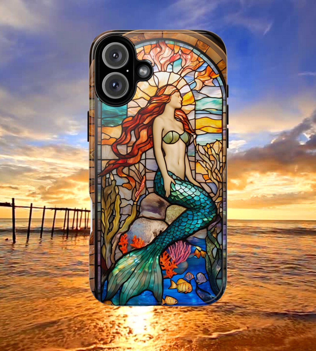 Mystical Mermaid Stained Glass Phone Case|whimsical Siren Phone Cover ...