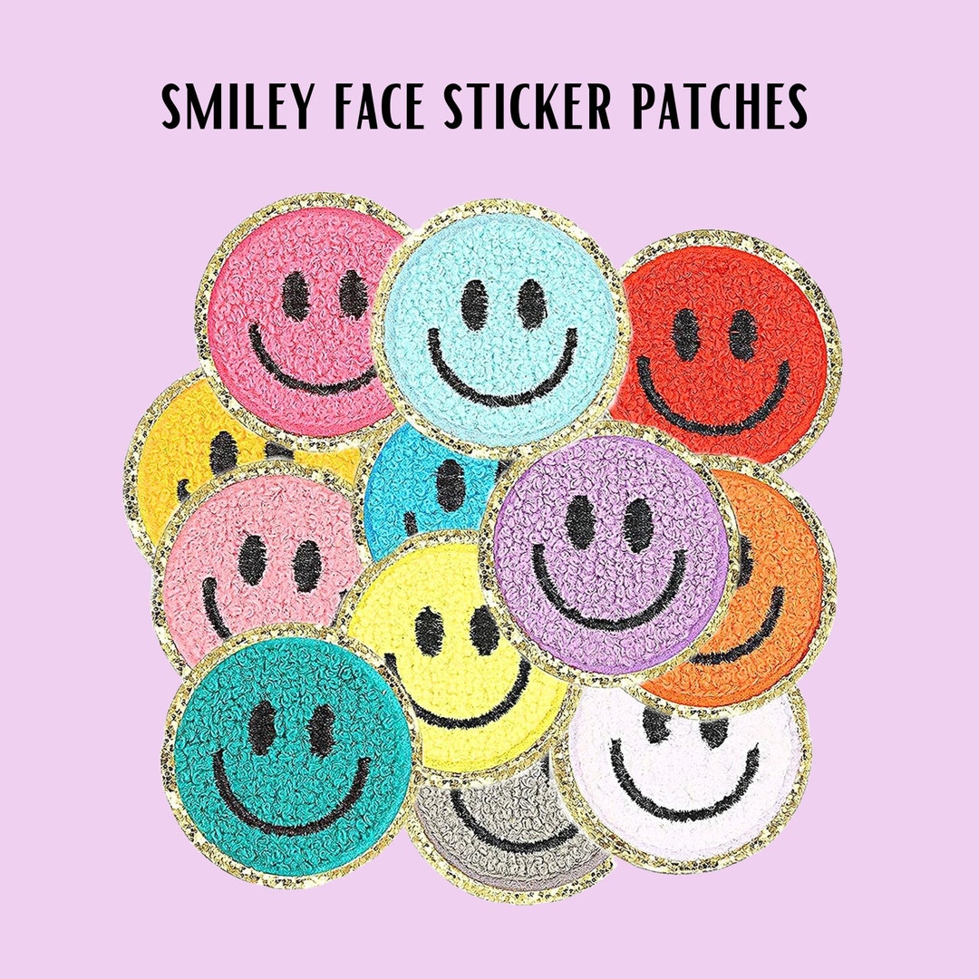 Smiley Face Sticker Patches Chenille Patches for Crafts Makeup Bag ...