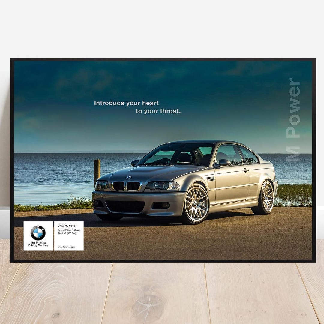 Retro BMW E46 M3 Car Poster Print Vintage Artwork - Etsy