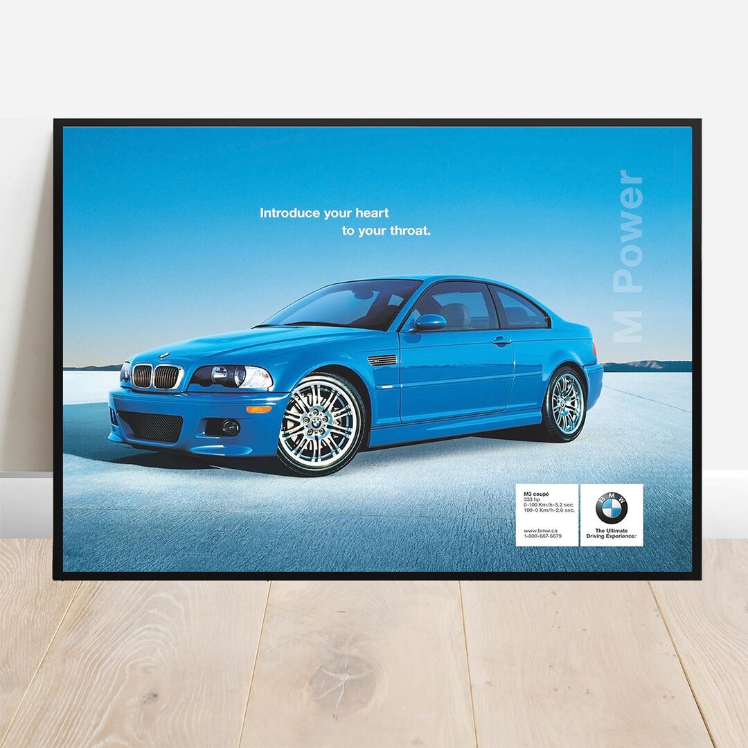 BMW Vintage Poster E46 M3 Original Car Wall Art Print - Etsy