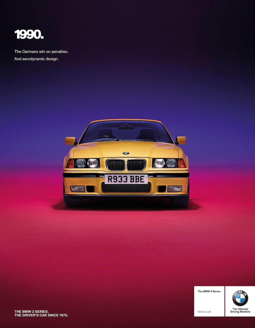 Retro BMW E36 M3 1990 Germans Win Aerodynamic Design Car Poster Print ...