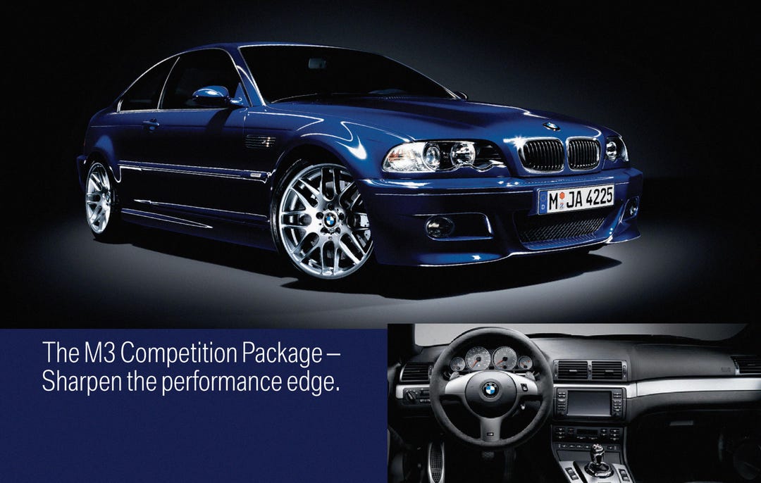 Retro BMW E46 M3 Competition Package Collage Navy Car Poster Print ...