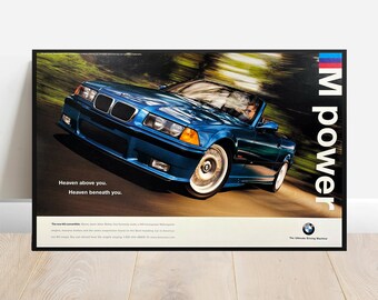 BMW E36 M3 Print Original Wall Art Poster Decor Midcentury Modern - Etsy