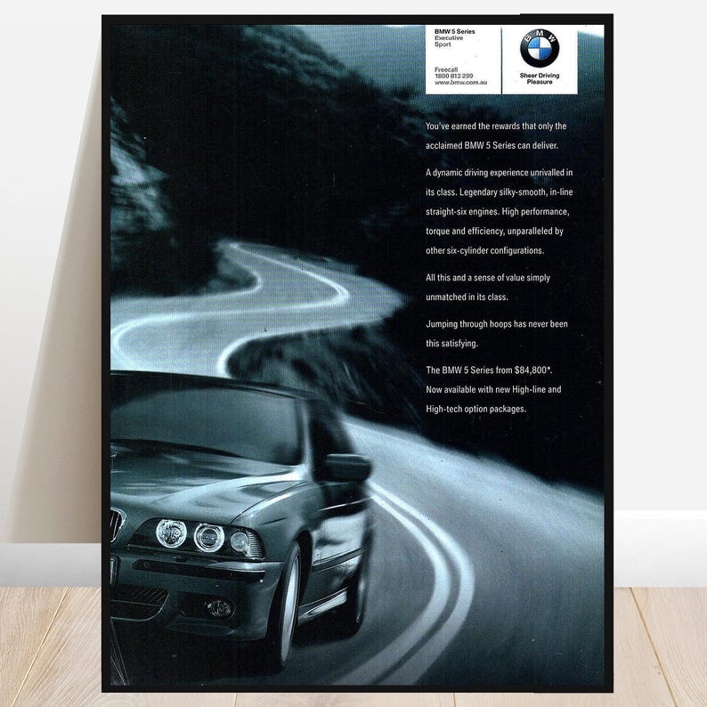 BMW Vintage Poster E39 M5 Original Car Wall Art Print - Etsy UK