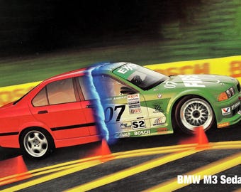BMW Vintage Poster E36 M3 Original Car Wall Art Print - Etsy