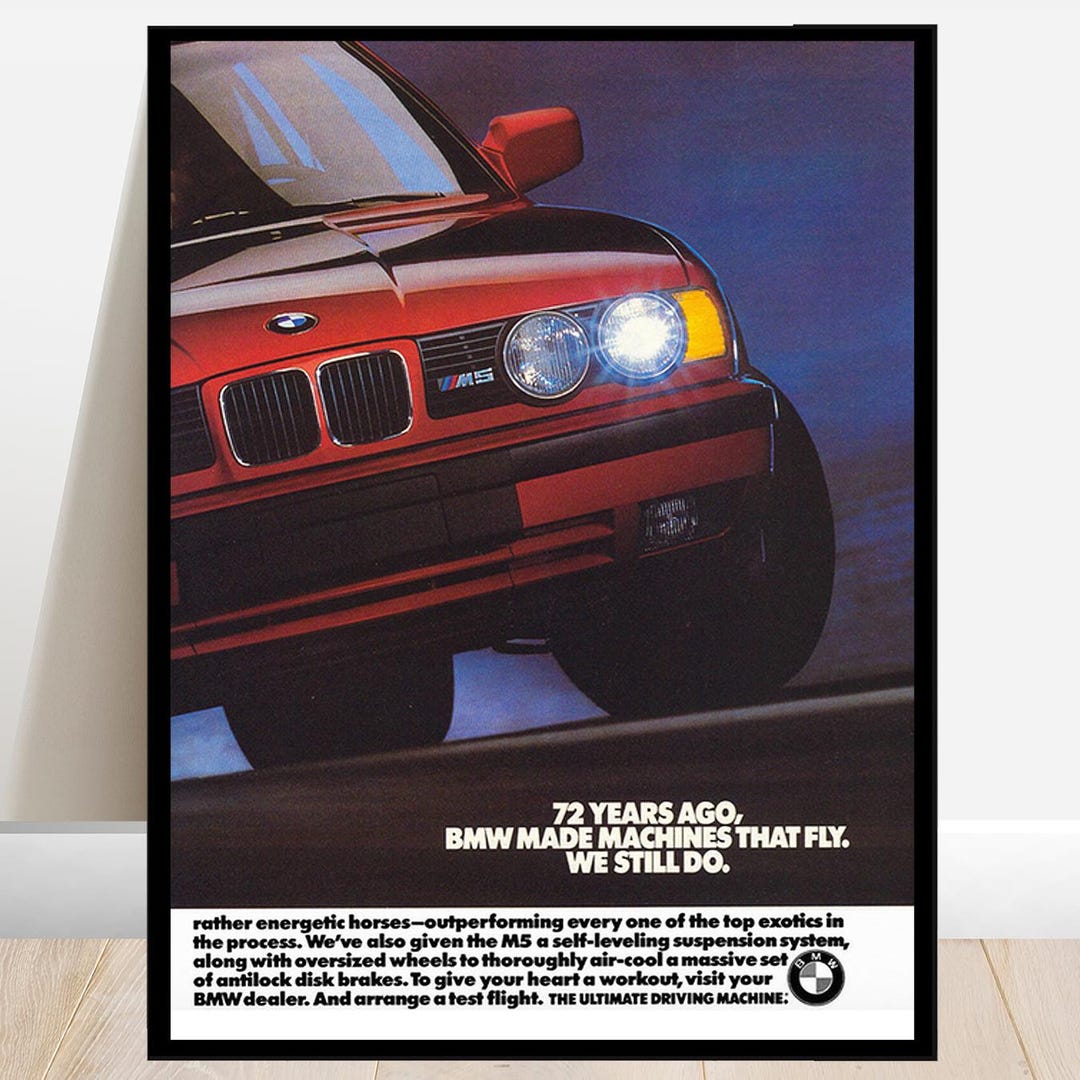 BMW M5 E28 E34 Car Poster Print Automotive Wall Art Car Lover Gift Wall ...