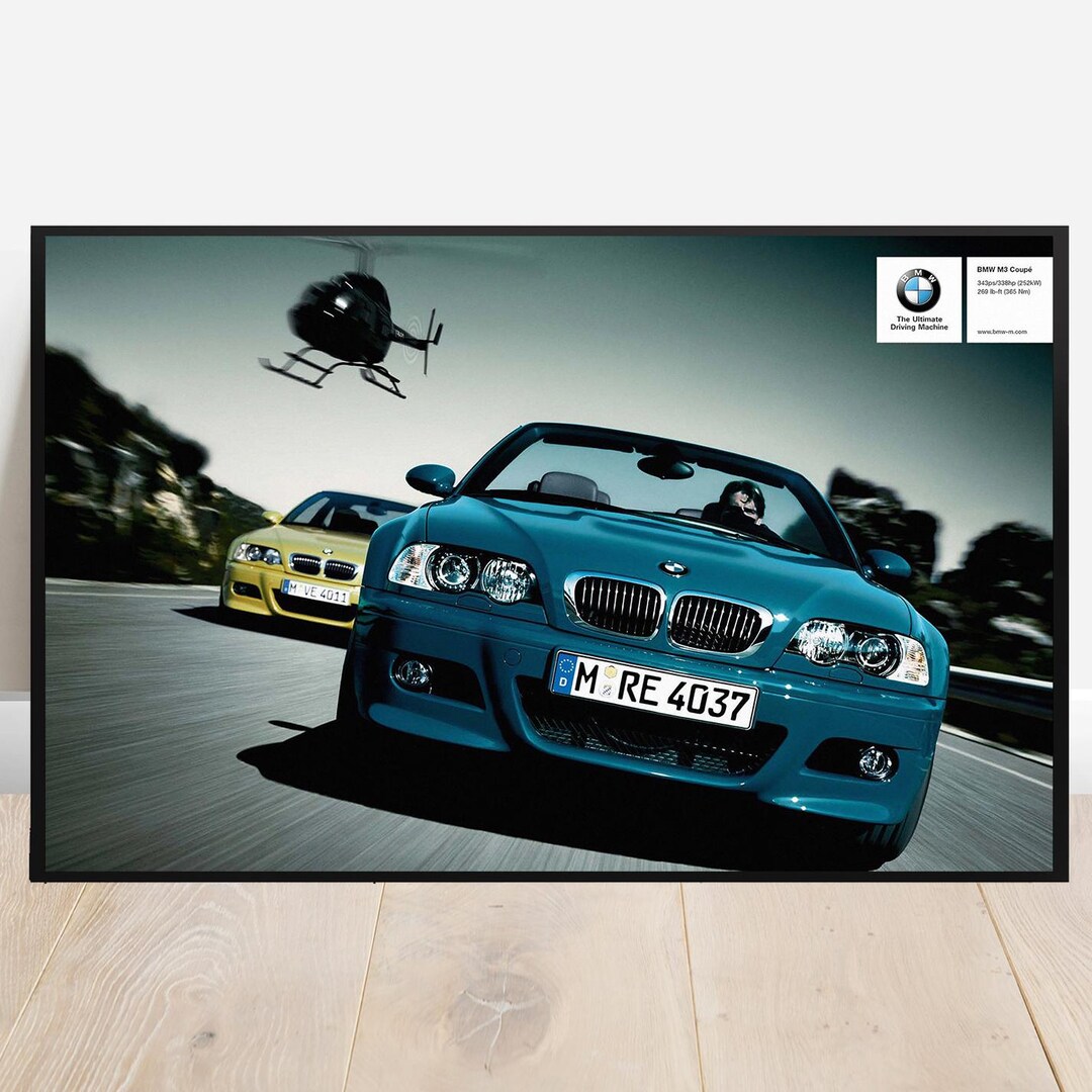 Retro BMW E46 M3 Car Poster Print Vintage Artwork - Etsy