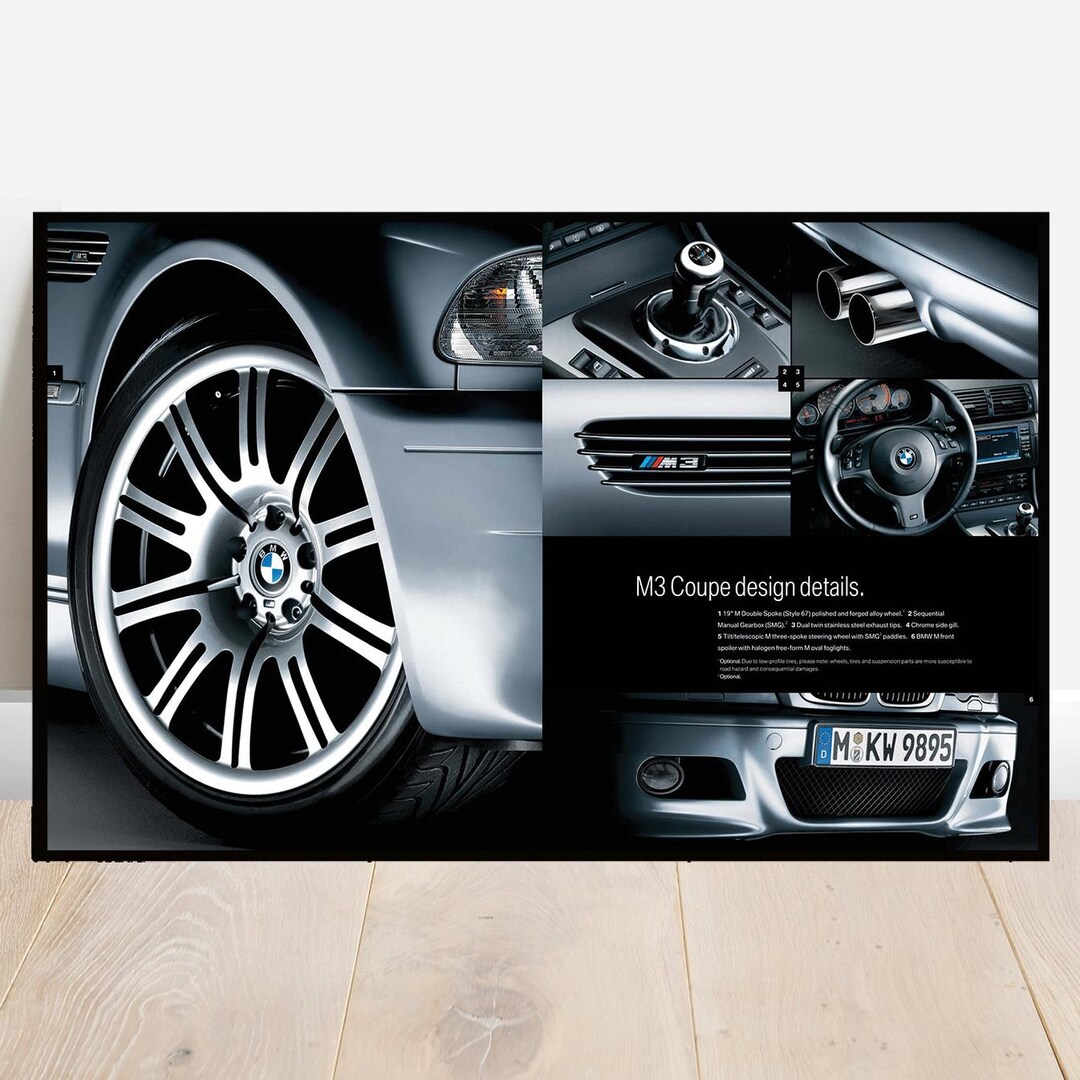 BMW E46 M3 Car Art Poster Print, High-quality Vintage Car Art, Perfect ...