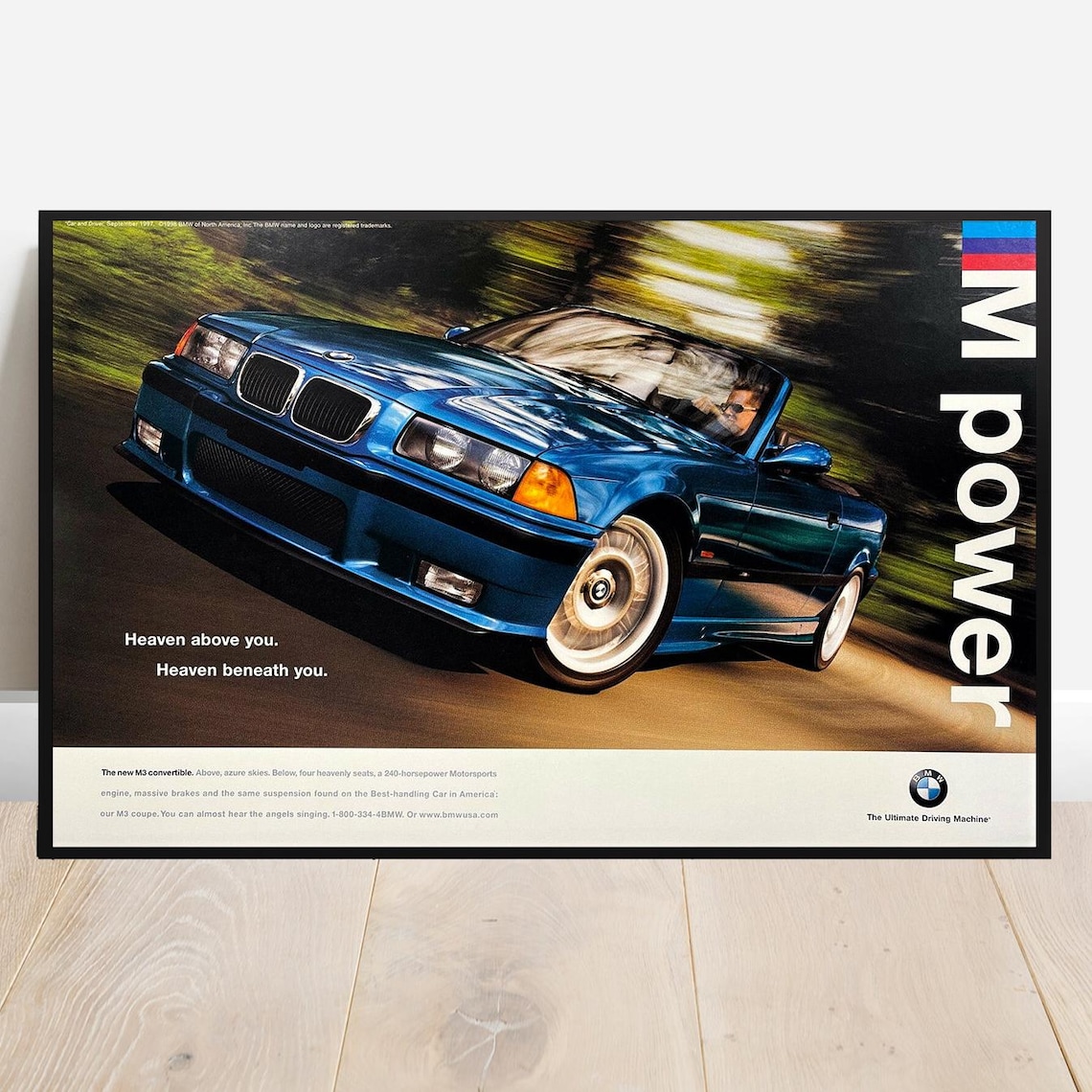 BMW Vintage Poster E36 M3 Original Car Wall Art Print - Etsy