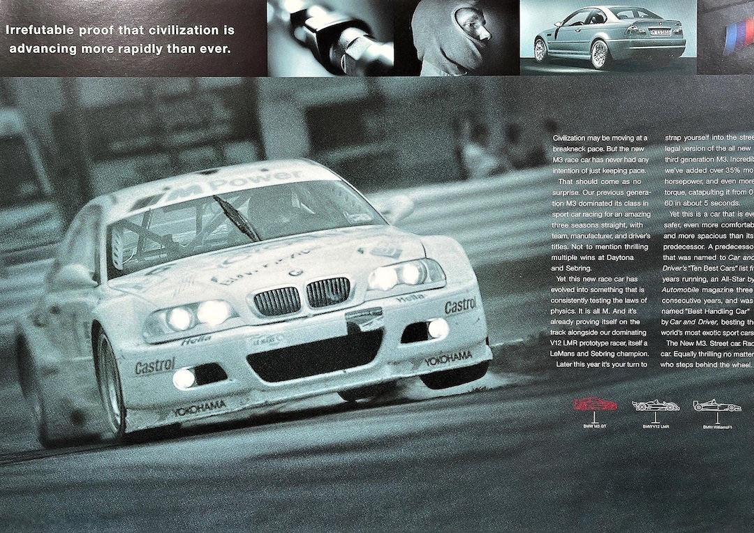 BMW Vintage Poster E46 M3 Original Car Wall Art Print - Etsy