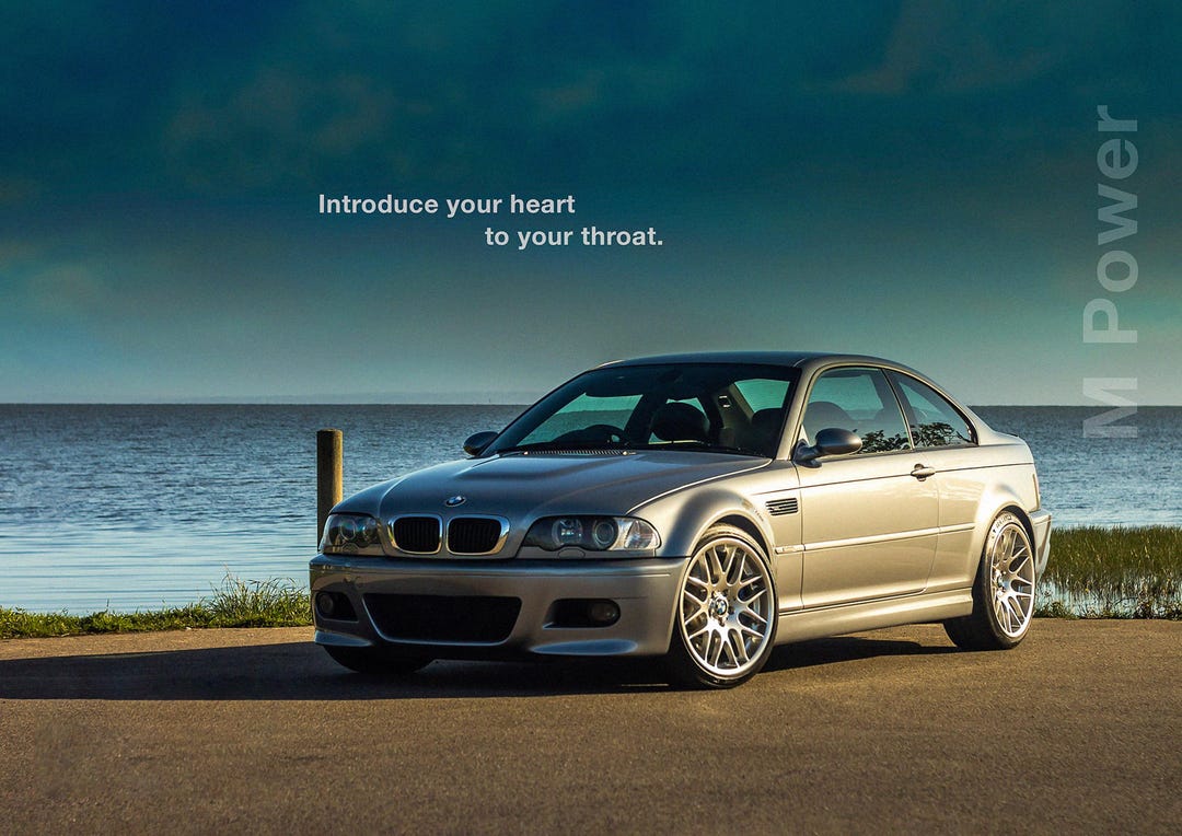 BMW Vintage Poster E46 M3 Original Car Wall Art Print - Etsy