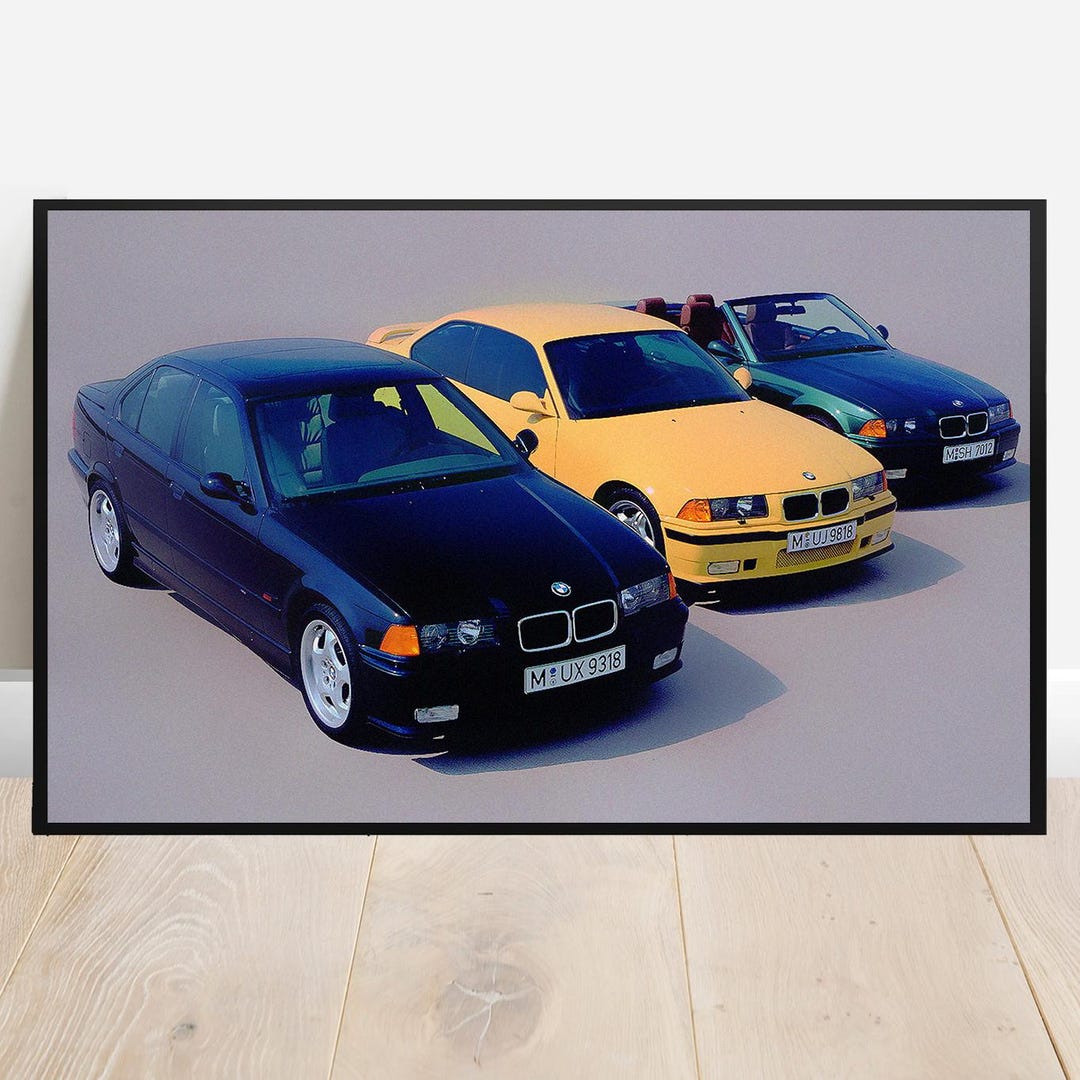 Retro BMW E36 M3 Car Poster Print Vintage Artwork - Etsy