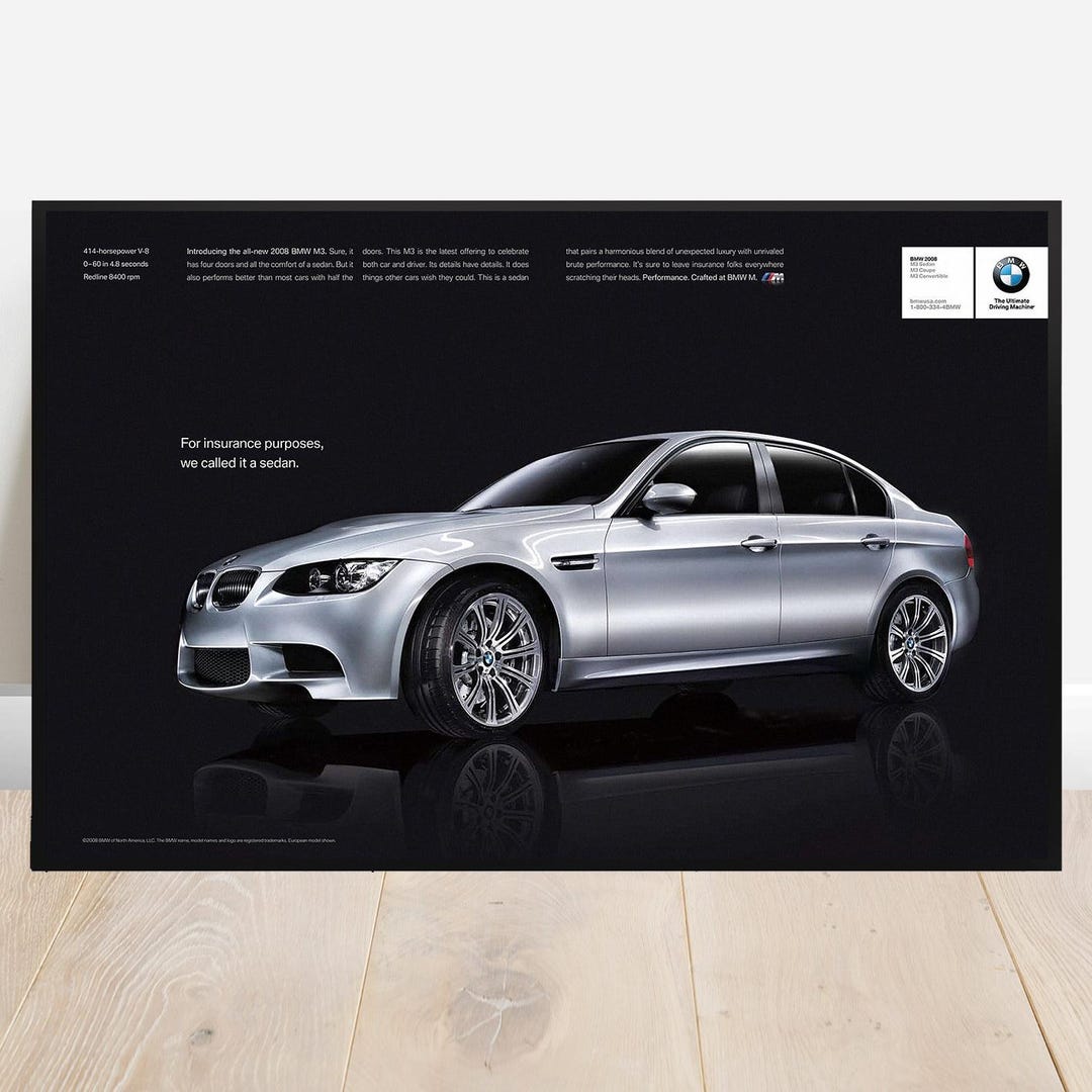 Retro BMW E92 E90 M3 Car Poster Print Vintage Artwork - Etsy