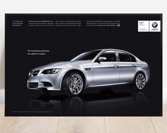 BMW Vintage Poster E92 M3 Original Car Wall Art Print - Etsy
