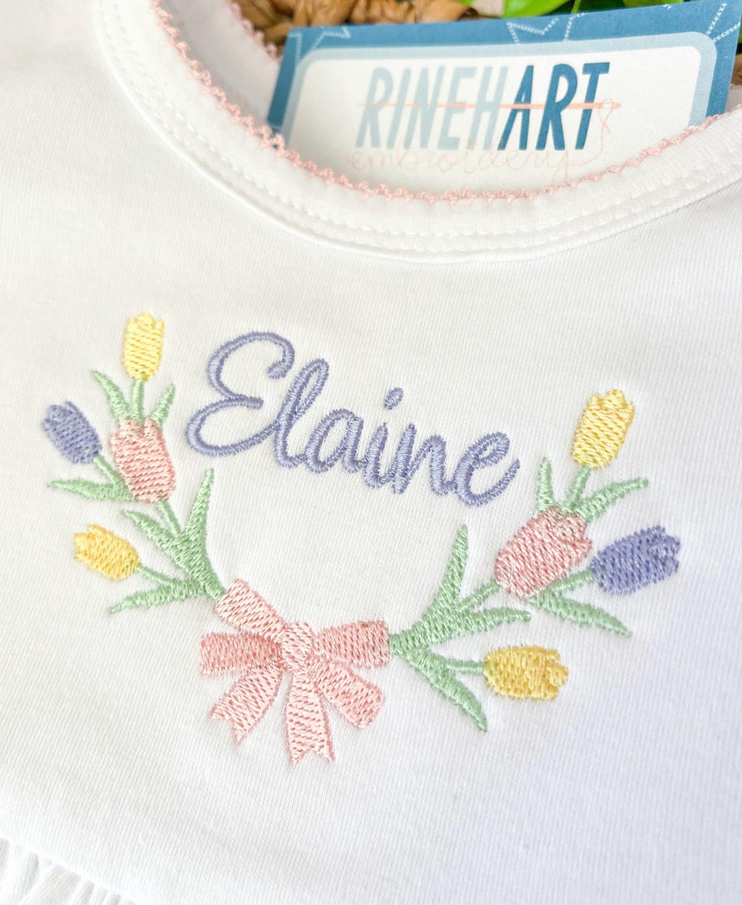 Spring Tulip Monogram Frame, Floral Monogram Embroidery Design, Spring ...