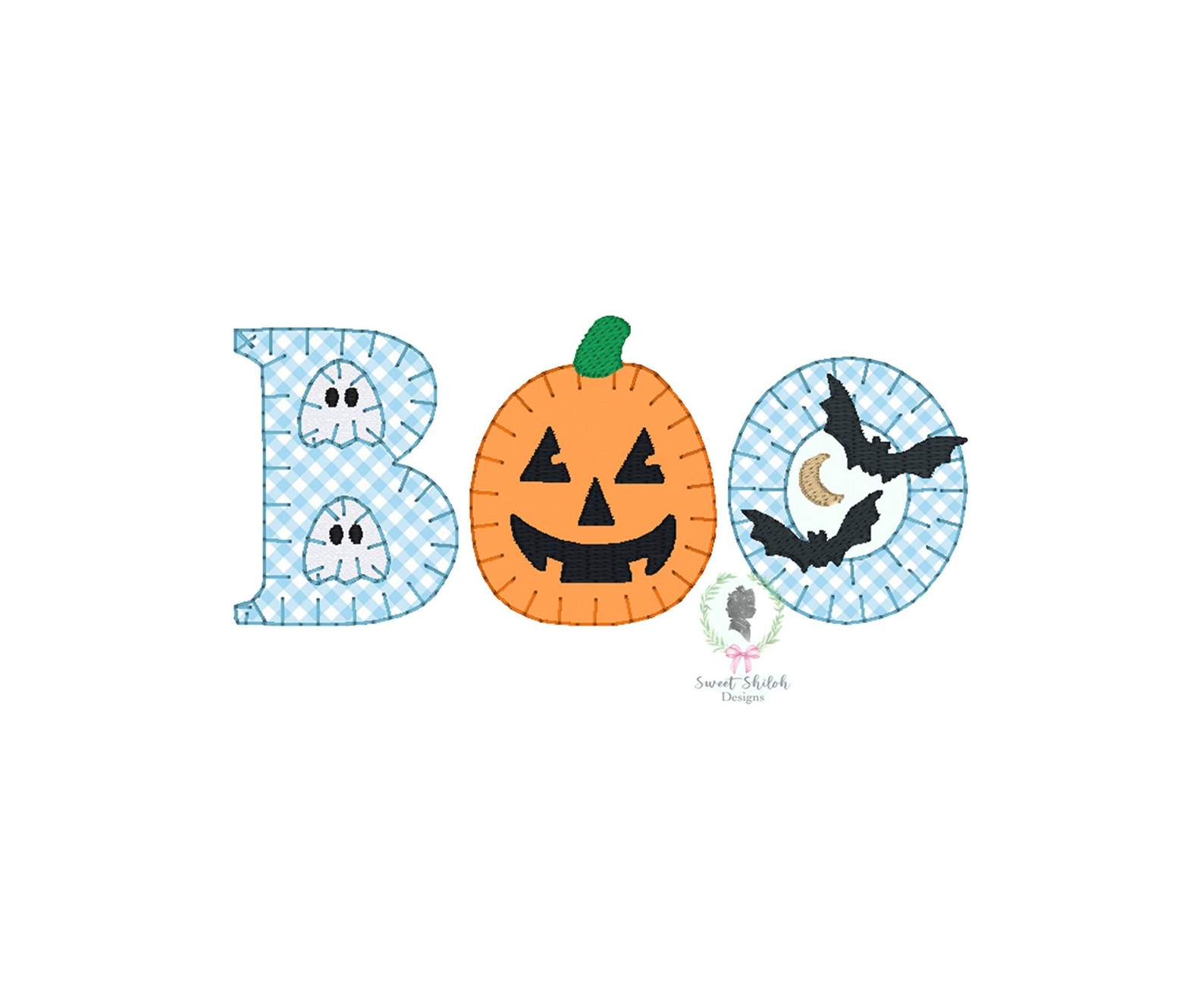 Applique Boo Pumpkin Embroidery Design, Halloween Applique With Ghost ...