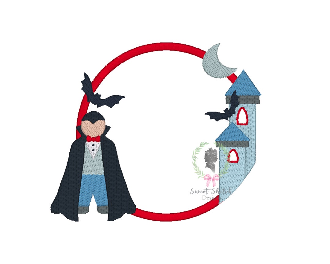 Vampire Monogram Frame Design, Halloween Vampire Castle File, Flying ...