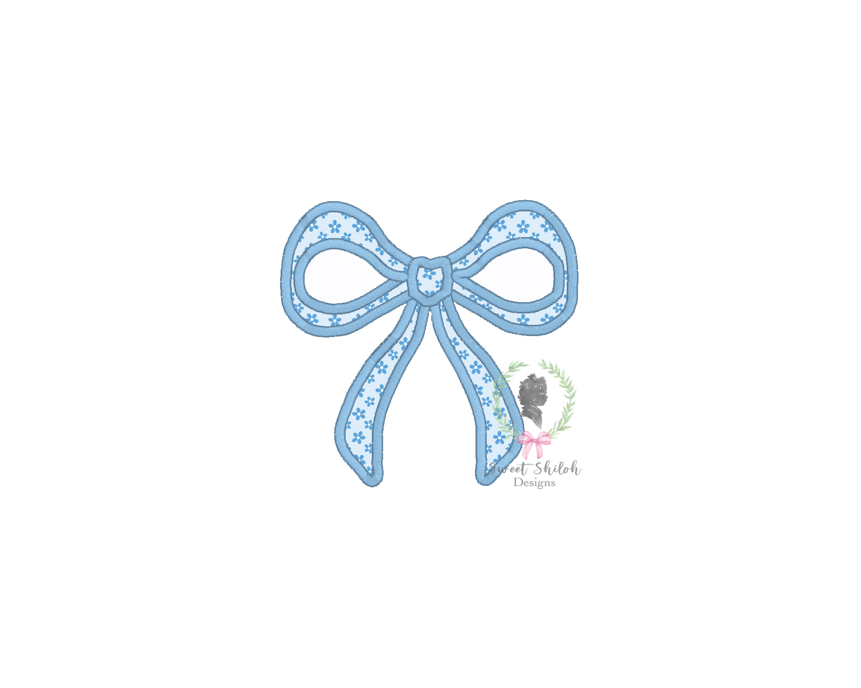 Satin Stitch Bow Embroidery Design, Ribbon Applique Machine Embroidery ...