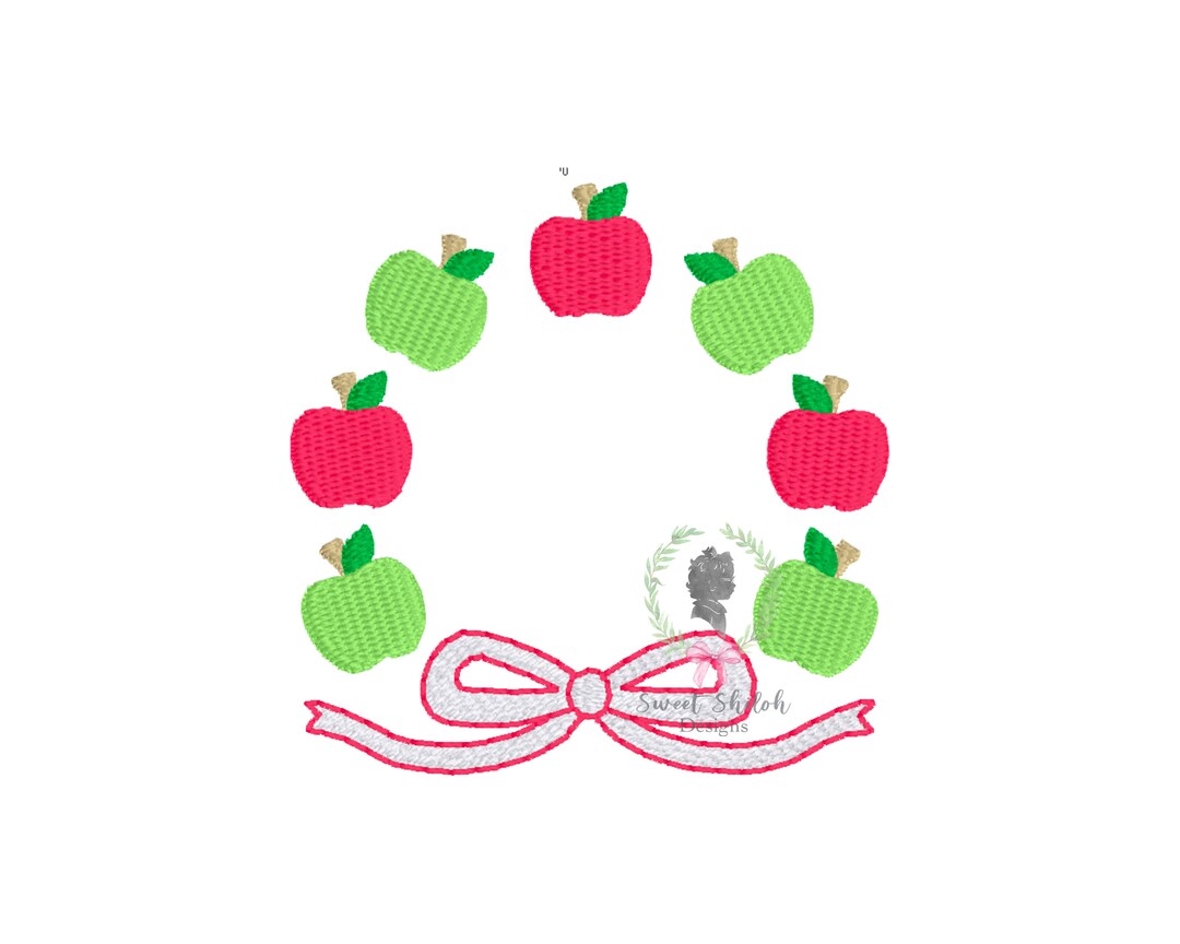 School Apple Frame Design, Apple Monogram Frame Embroidery File, Apple ...