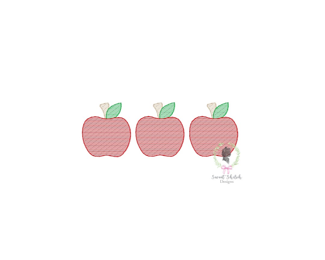 Apple Trio Sketch Embroidery File, Back to School Apple Embroidery ...