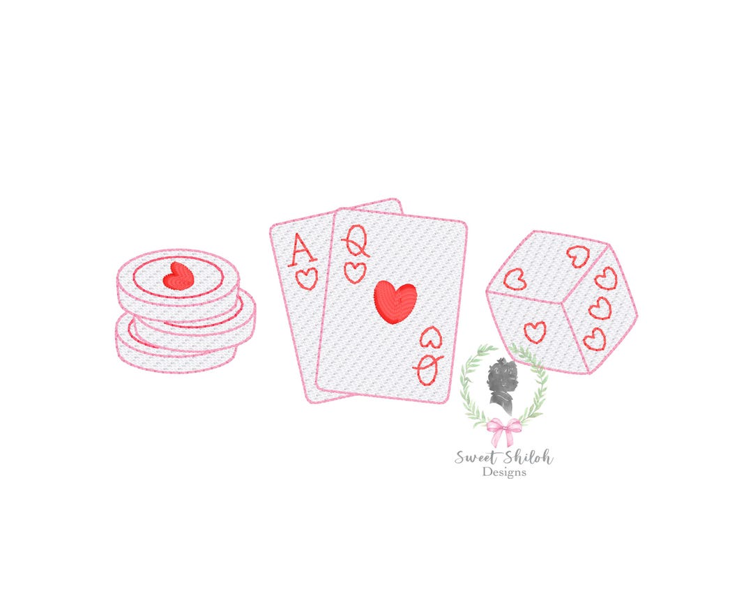 Playing Card Trio Sketch Design, Ace of Hearts Sketch Trio, Valentine's ...