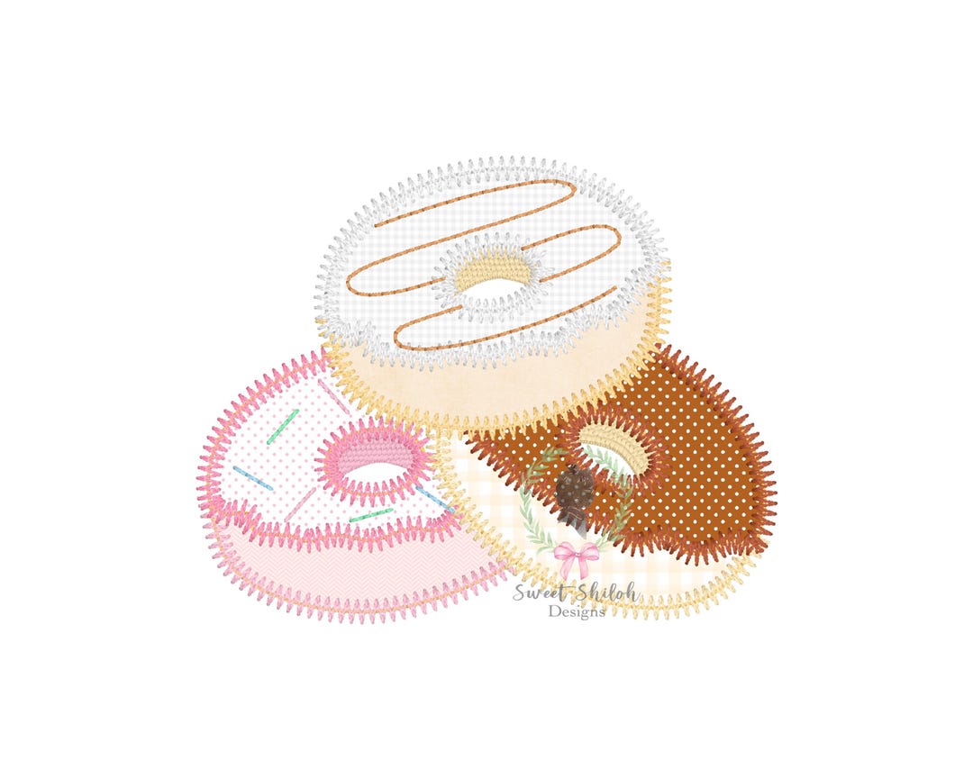 Donut Pile Applique Embroidery Design, Donut Zigzag Stitch Applique ...