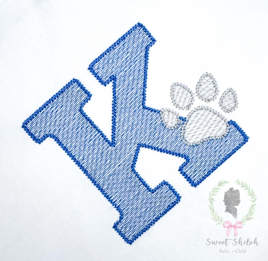 Kentucky Paw Print Embroidery Design, Kentucky K Sketch Design, Sketch ...