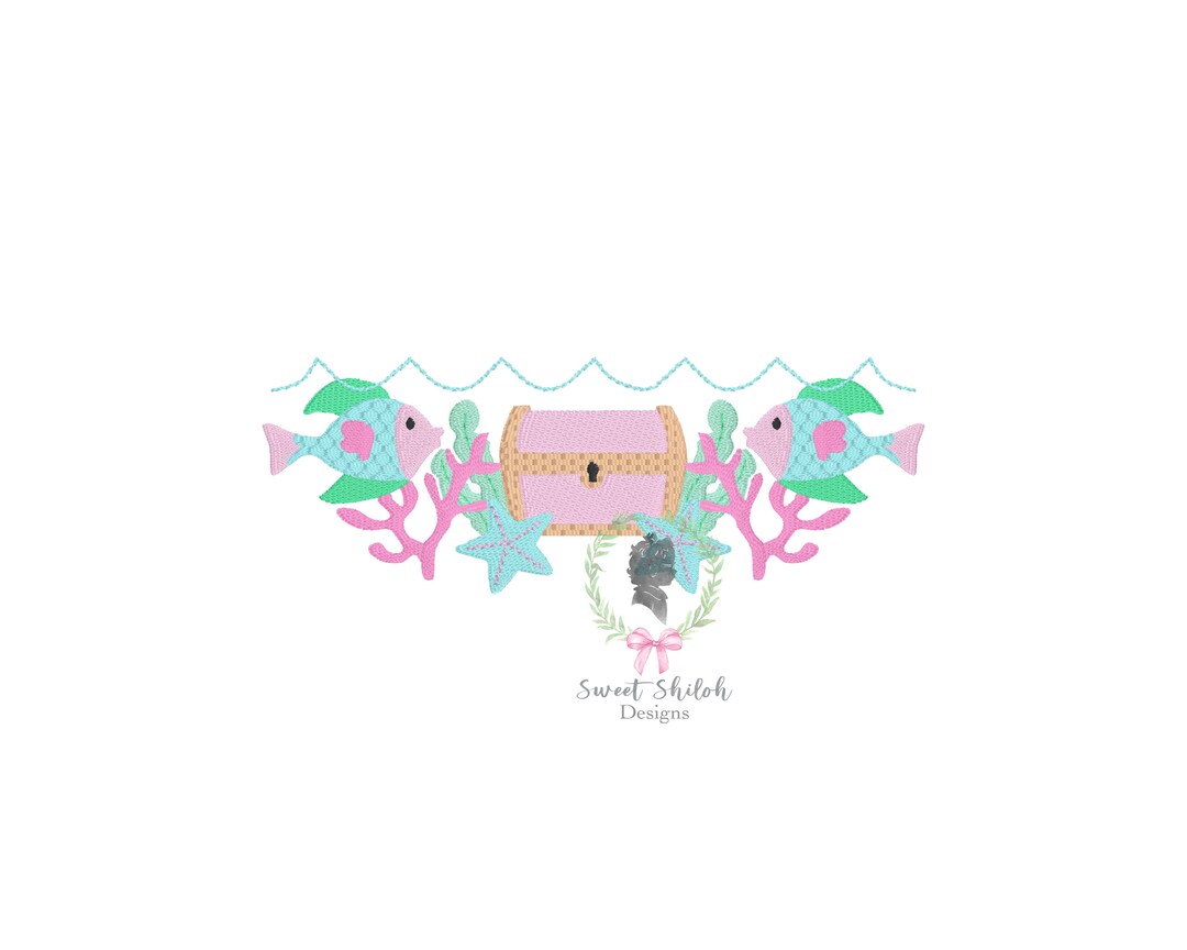 Underwater Fish Frame Embroidery Design, Tropical Fish Monogram Frame ...
