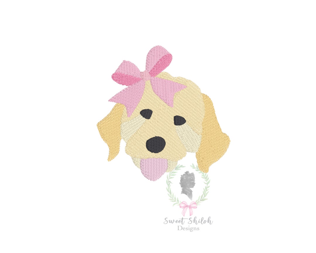 Goldendoodle With Bow Mini Fill Embroidery Design, Gotcha Day Puppy ...