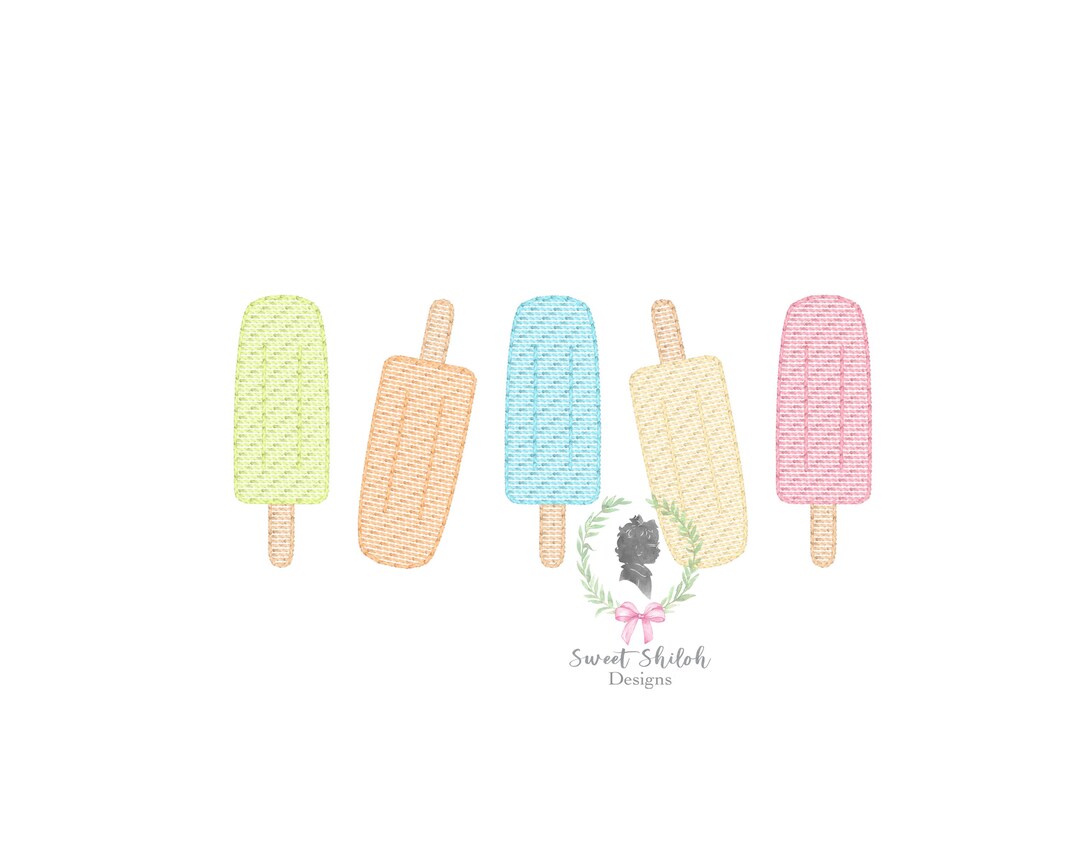Sketch Stitch Popsicle Design, Summer Popsicle Row Embroidery File ...