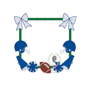 Football Cheer Frame Embroidery Design, Pom Pom Football Frame Design ...