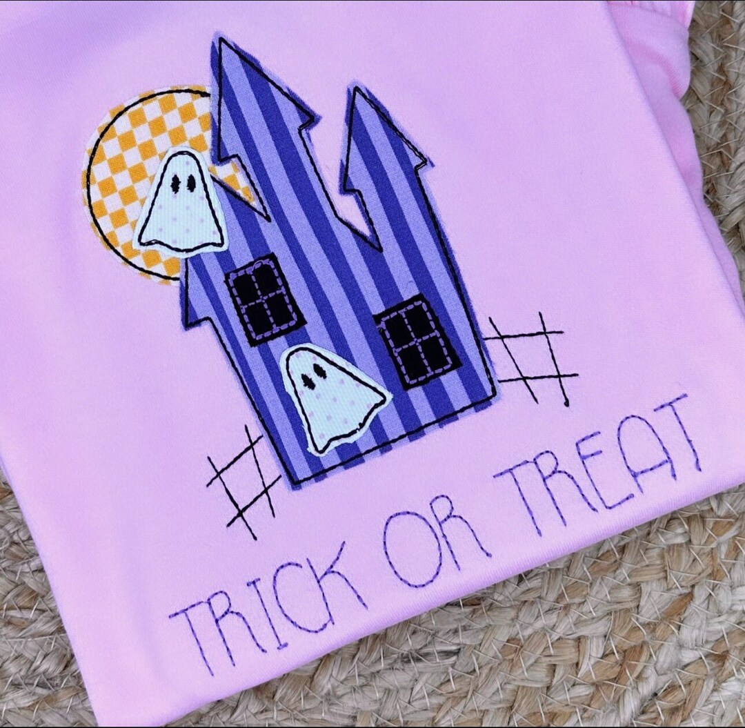 Haunted House Applique Embroidery Design, Halloween Haunted Ghost ...