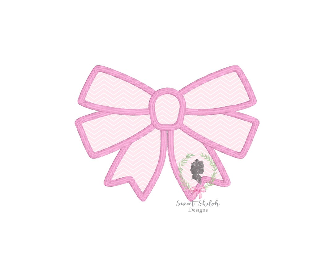 Satin Stitch Bow Embroidery Design, Ribbon Applique Machine Embroidery ...