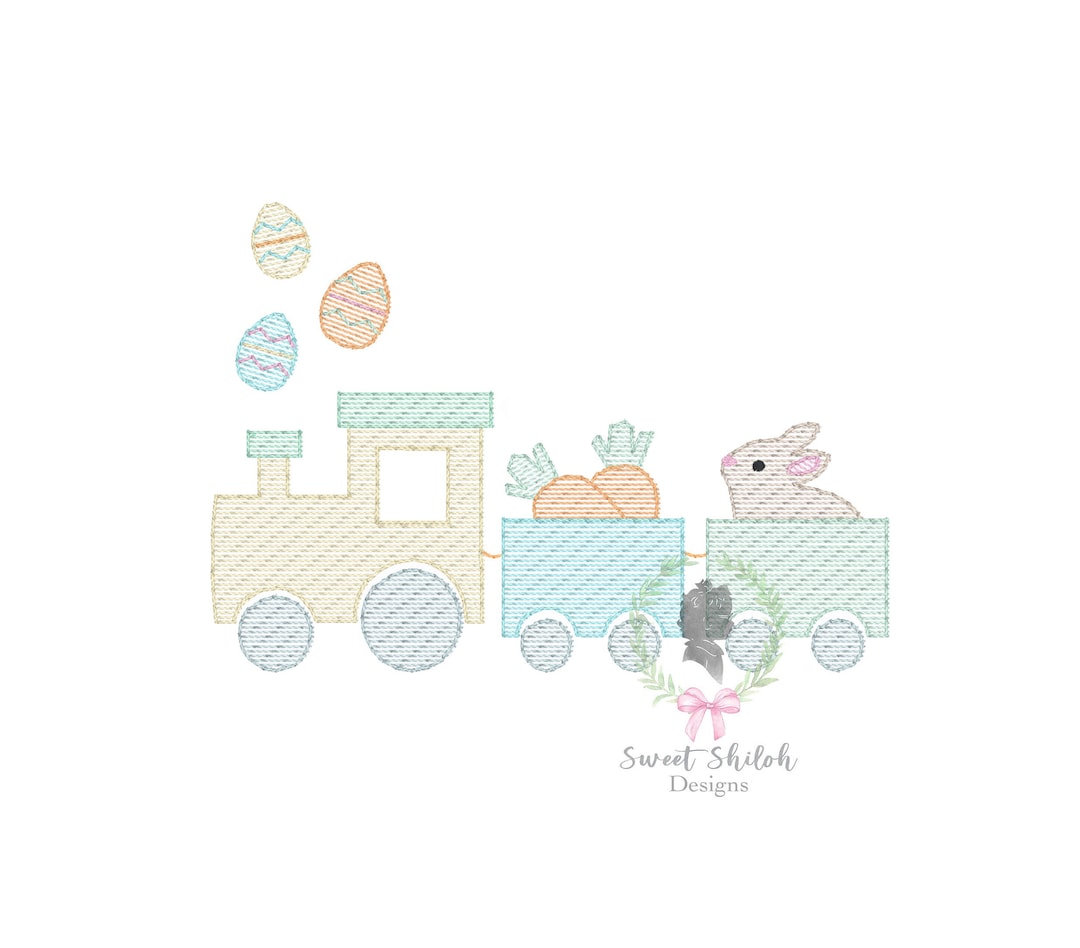 Easter Egg Train Sketch Design, Easter Bunny Train With Carrots ...