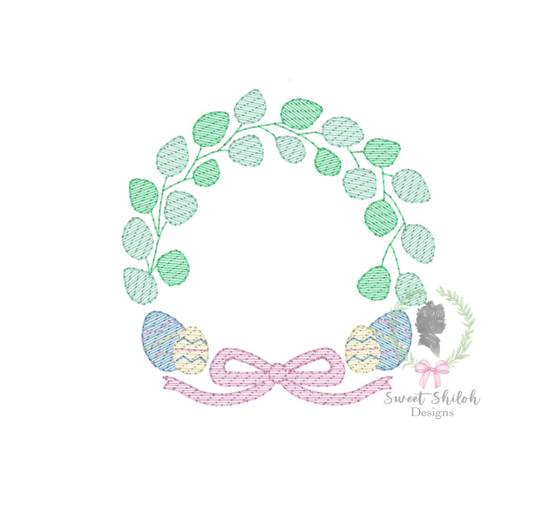 Easter Egg Frame Embroidery Design, Easter Bow Frame Embroidery File ...