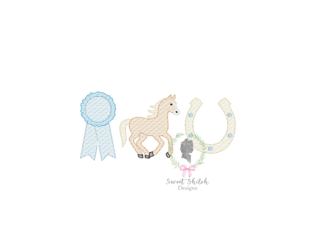 Derby Horse Sketch Trio Design, First Prize Derby Horse Embroidery File ...