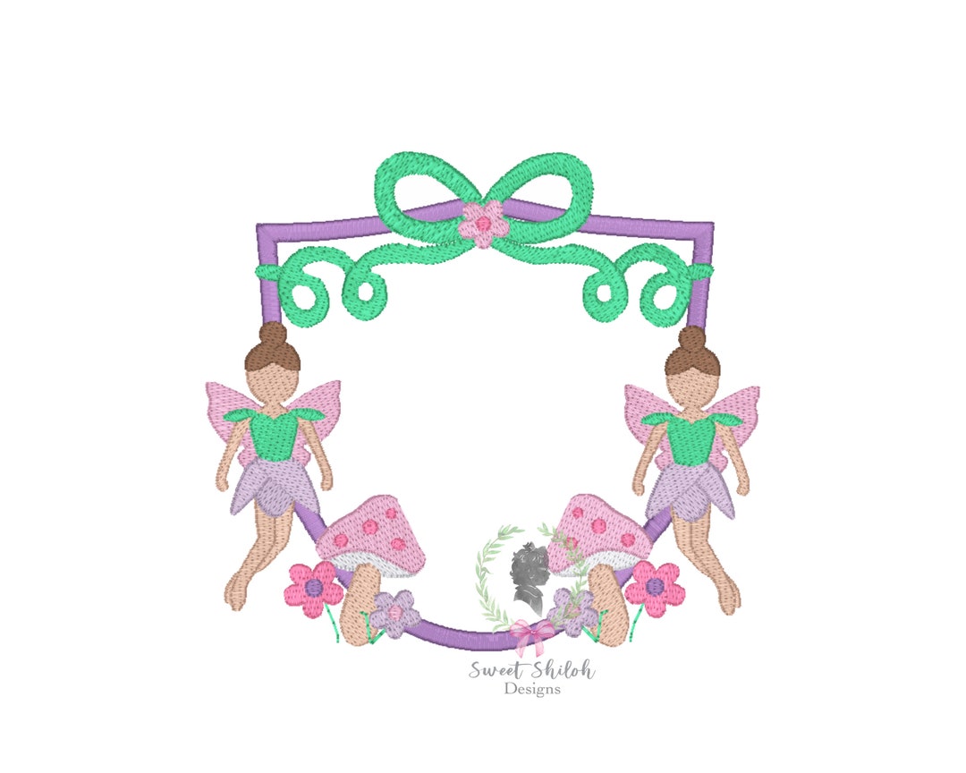 Fairy Frame Embroidery Design, Flying Fairy Monogram Frame, Mushroom ...