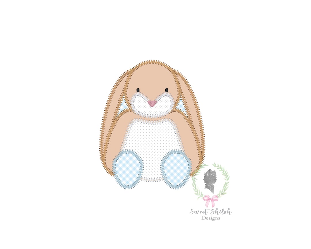 Bunny Rabbit Zigzag Stitch Embroidery Design, Easter Bunny Applique ...