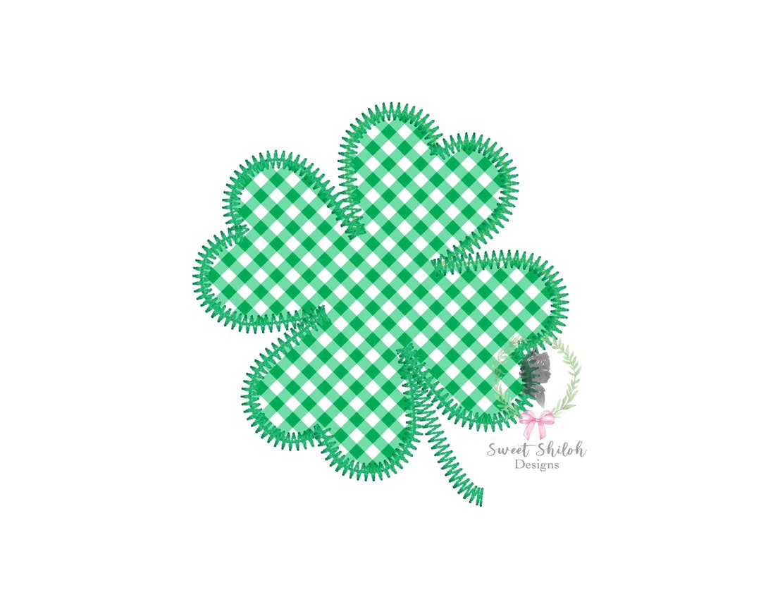 St. Patrick's Day Applique Design, Shamrock Zigzag Stitch Embroidery ...