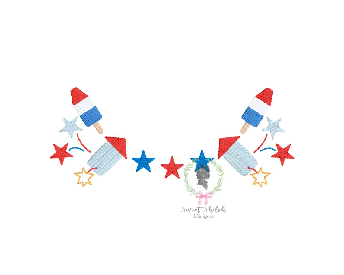 Firecracker Popsicle Embroidery Design, Firework Fill Stitch Frame ...