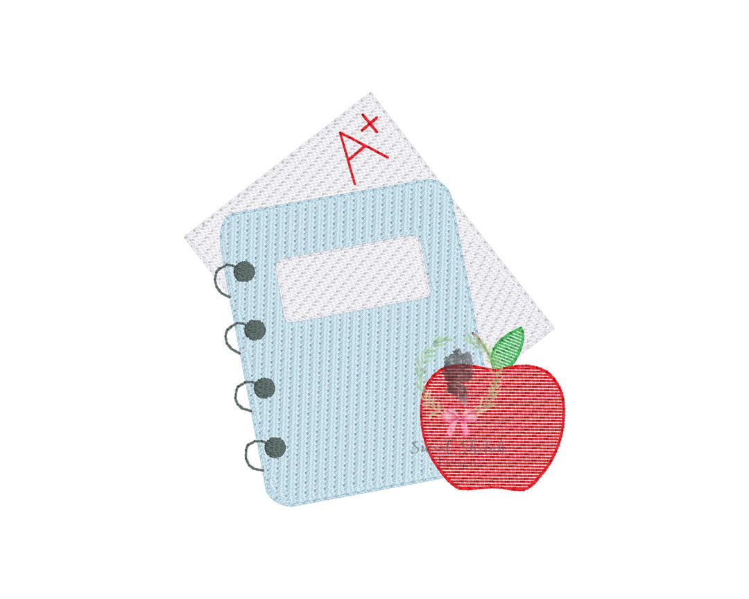 A+ Homework Sketch Design, Back to School Notebook Embroidery File ...